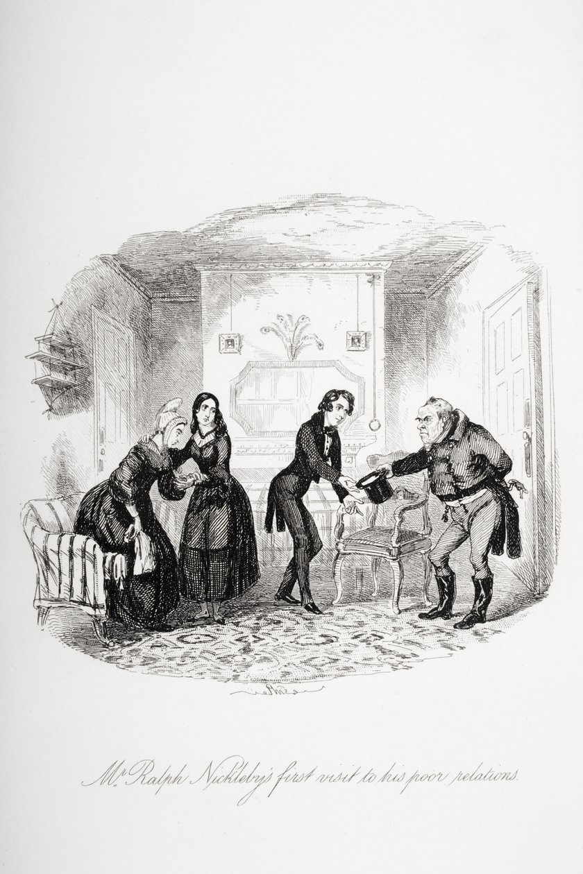 Mr. Ralph Nickleby's First Visit to His Poor Relations, Illustration from 'Nicholas Nickleby' by ...